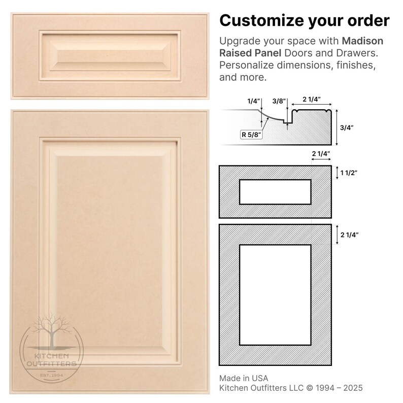 MDF Cabinet Doors — Madison Raised Panel Style, Custom Made - Etsy