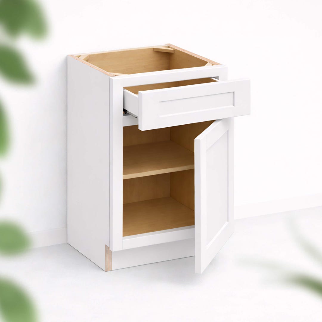 Single Door With Drawer Base Cabinet - Slant Shaker - 34.5hx24d - Etsy