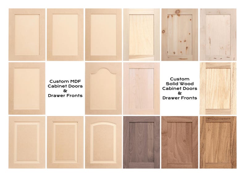 Custom Shaker Cabinet Doors and Drawers: Solid Wood or MDF, Unfinished ...