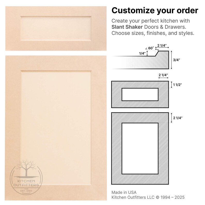 MDF Cabinet Doors — Slant Shaker Style, Custom Made - Etsy