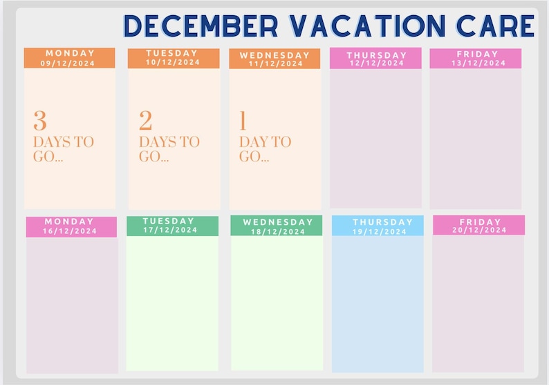 Vacation Care Template OSHC OOSH School Holidays Planner Summer Camp ...