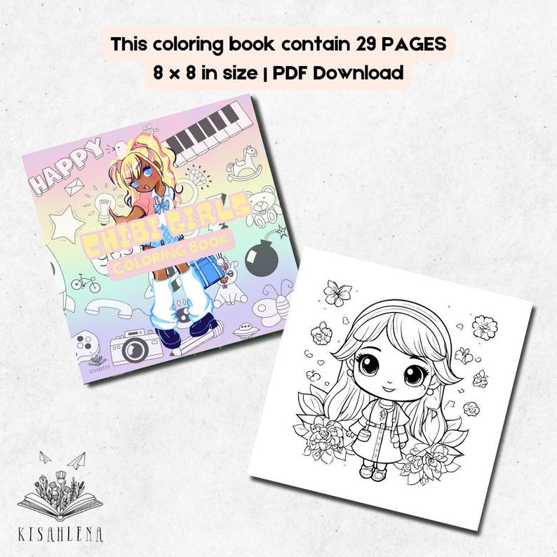 Kawaii Chibi Girls Coloring Book | Cute and Relaxing Kawaii Designs ...