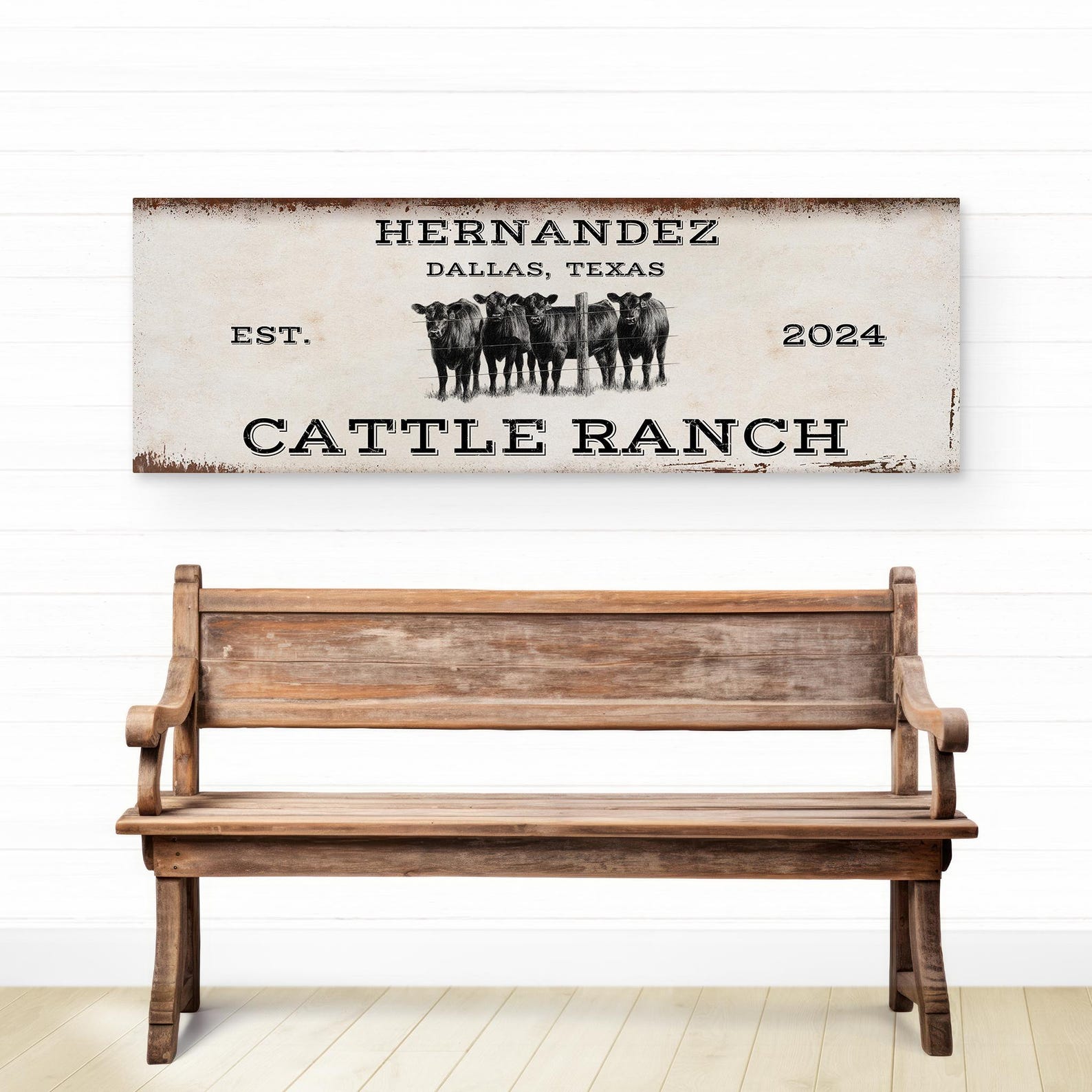 Rustic Cattle Ranch Sign, Family Last Name, Wall Decor, Established ...