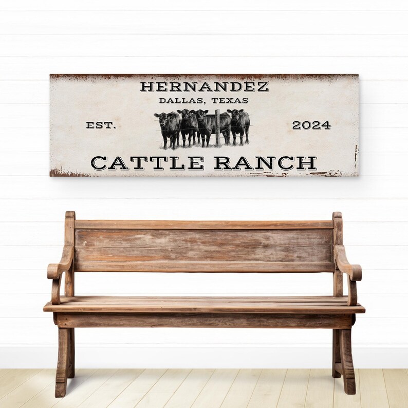 Rustic Cattle Ranch Sign, Family Last Name, Wall Decor, Established ...