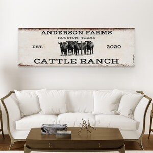 Rustic Cattle Ranch Sign, Family Last Name, Wall Decor, Established ...