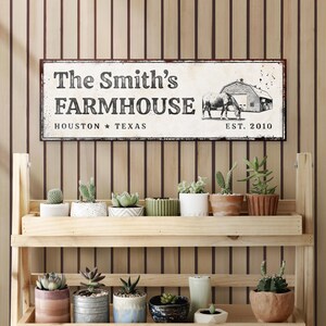 Rustic Farmhouse Sign, Custom Family Last Name Sign, Farm Wall Decor ...