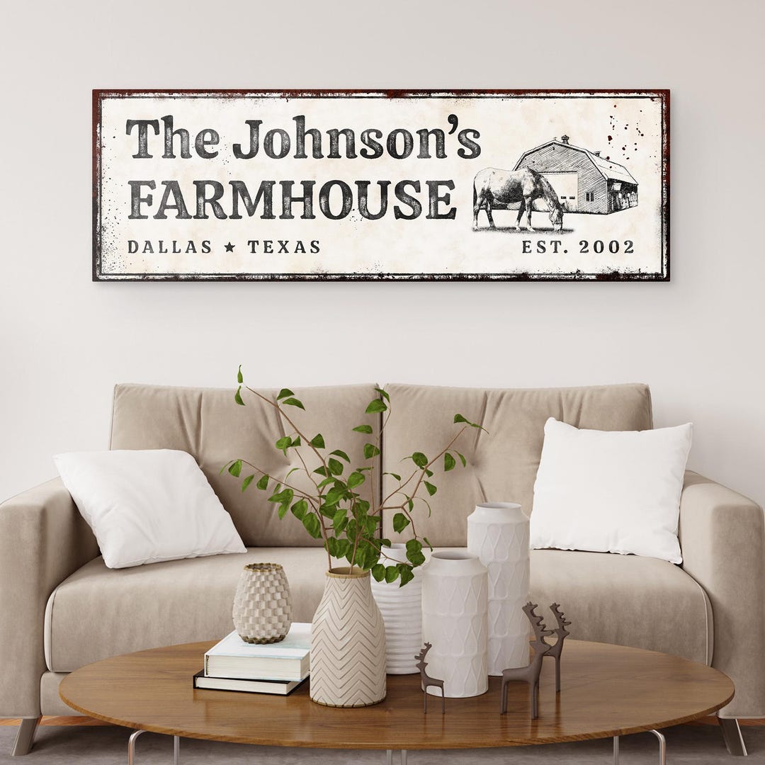 Rustic Farmhouse Sign, Custom Family Last Name Sign, Farm Wall Decor ...