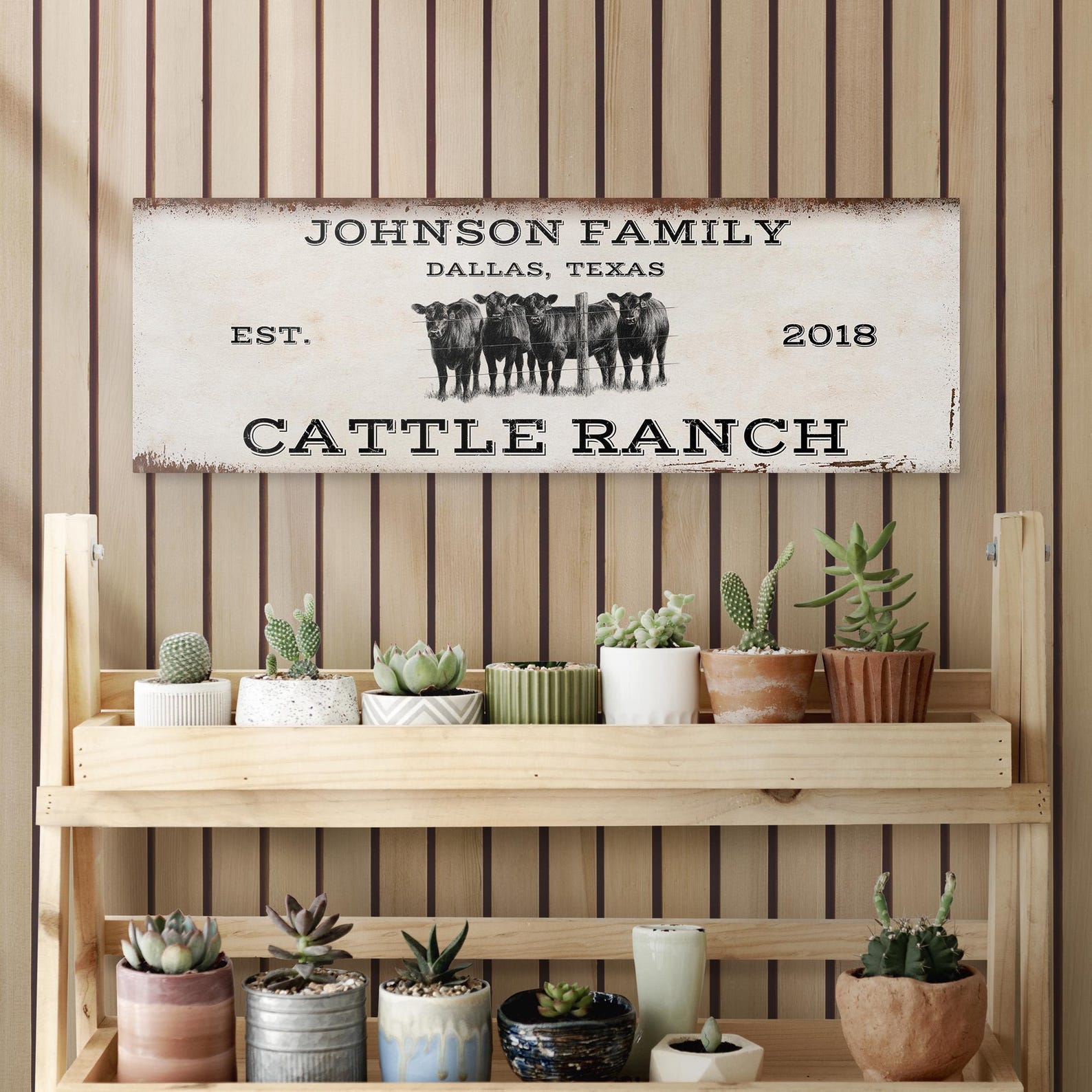 Rustic Cattle Ranch Sign Family Last Name Wall Decor Established Ranch ...
