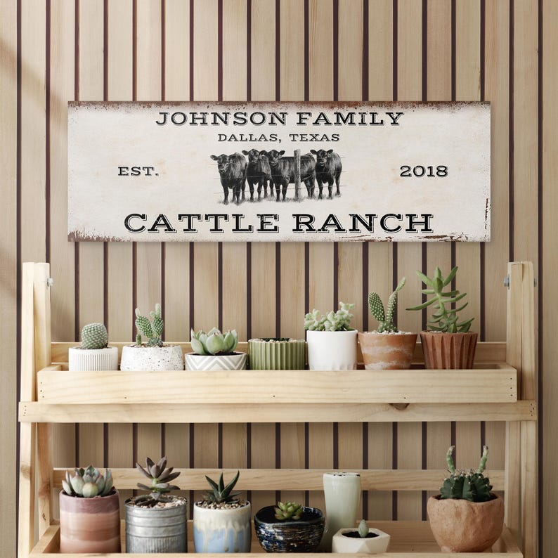 Rustic Cattle Ranch Sign, Family Last Name, Wall Decor, Established ...