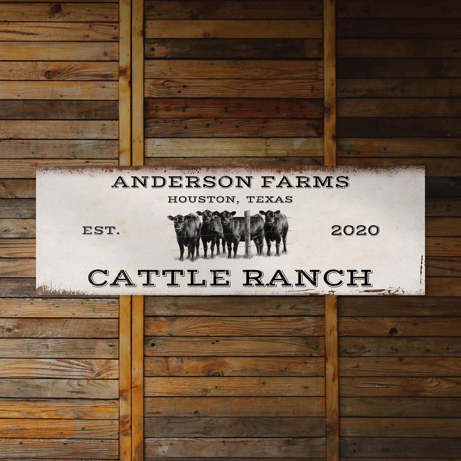 Rustic Cattle Ranch Sign, Family Last Name, Wall Decor, Established ...
