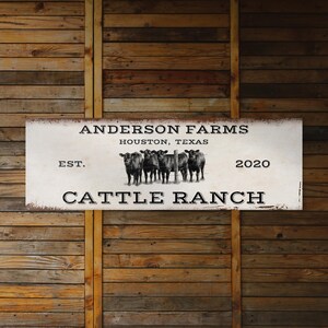 Rustic Cattle Ranch Sign, Family Last Name, Wall Decor, Established ...