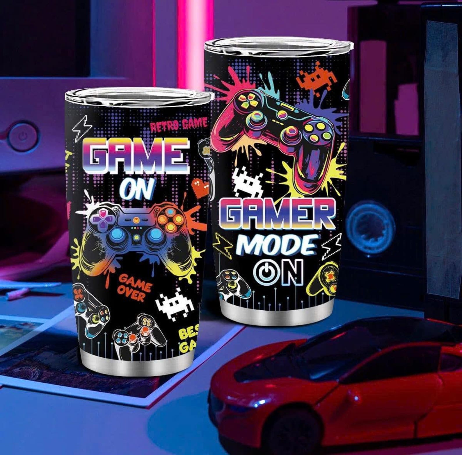 20oz Stainless Steel Gaming Mug With Lid, Gamer Tumbler, Cup Gift for ...