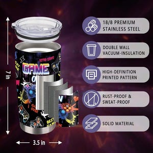 20oz Stainless Steel Gaming Mug With Lid, Gamer Tumbler, Cup Gift for ...