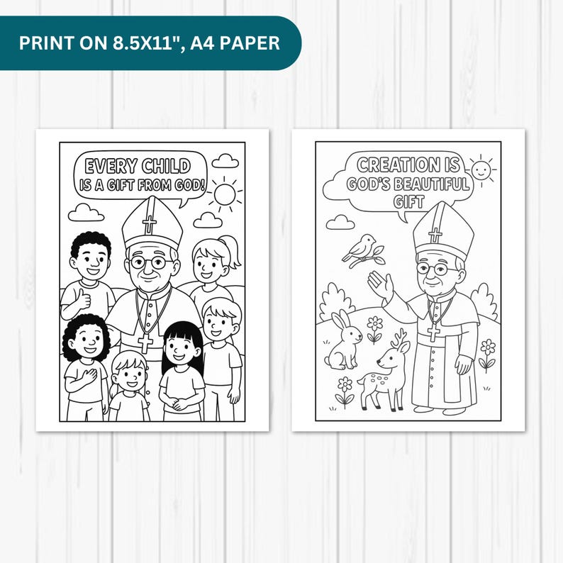 Pope Leo XIV Coloring Pages: Catholic Activity Sheets (PDF) - Etsy