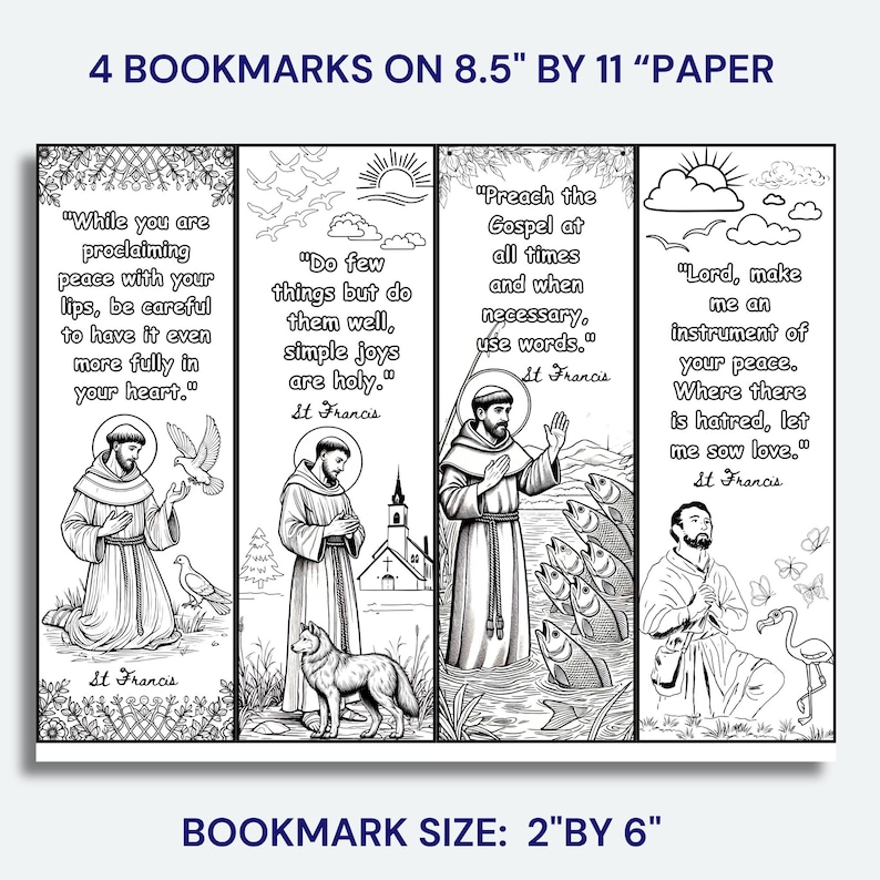St Francis of Assisi Coloring Bookmarks: Christian Gift (digital ...