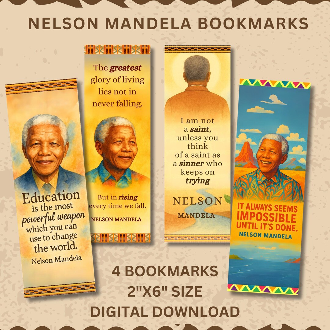 Nelson Mandela Bookmark, Nelson Mandela Quotes Bookmarks, Black History ...