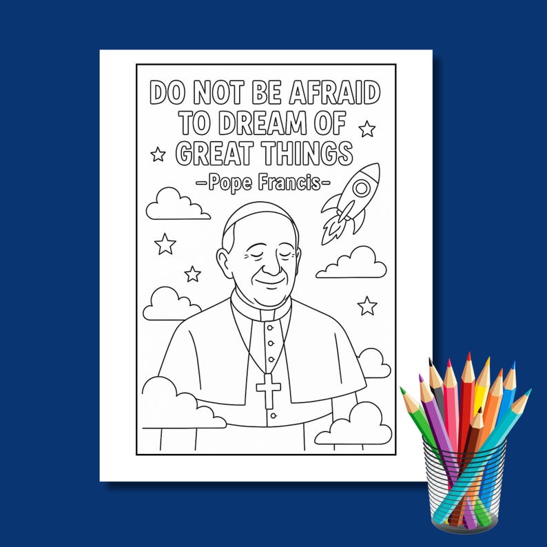 Pope Francis Coloring Pages for Kids: Christian Catholic Art (digital ...