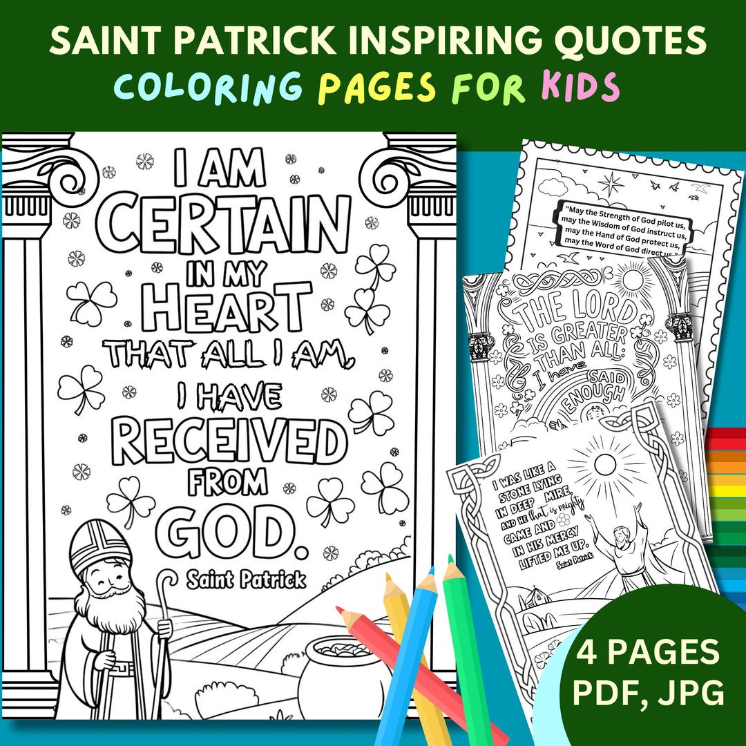 Saint Patrick Inspirational Quotes Coloring Pages for Kids, Saint ...