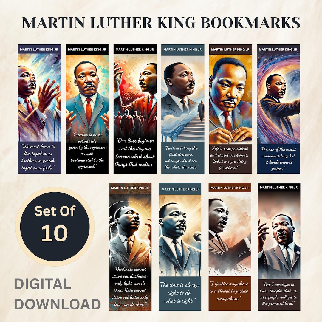 Martin Luther King Jr Bookmarks: 10 MLK Inspirational Quotes Printable ...