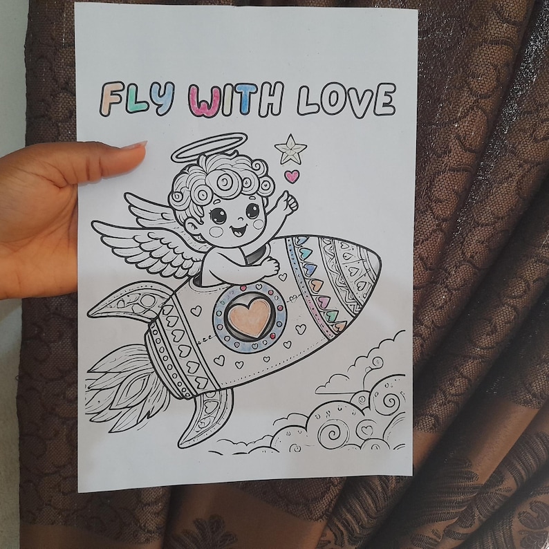 Valentine Coloring Pages for Kids | Cupid Design Activity Sheets ...