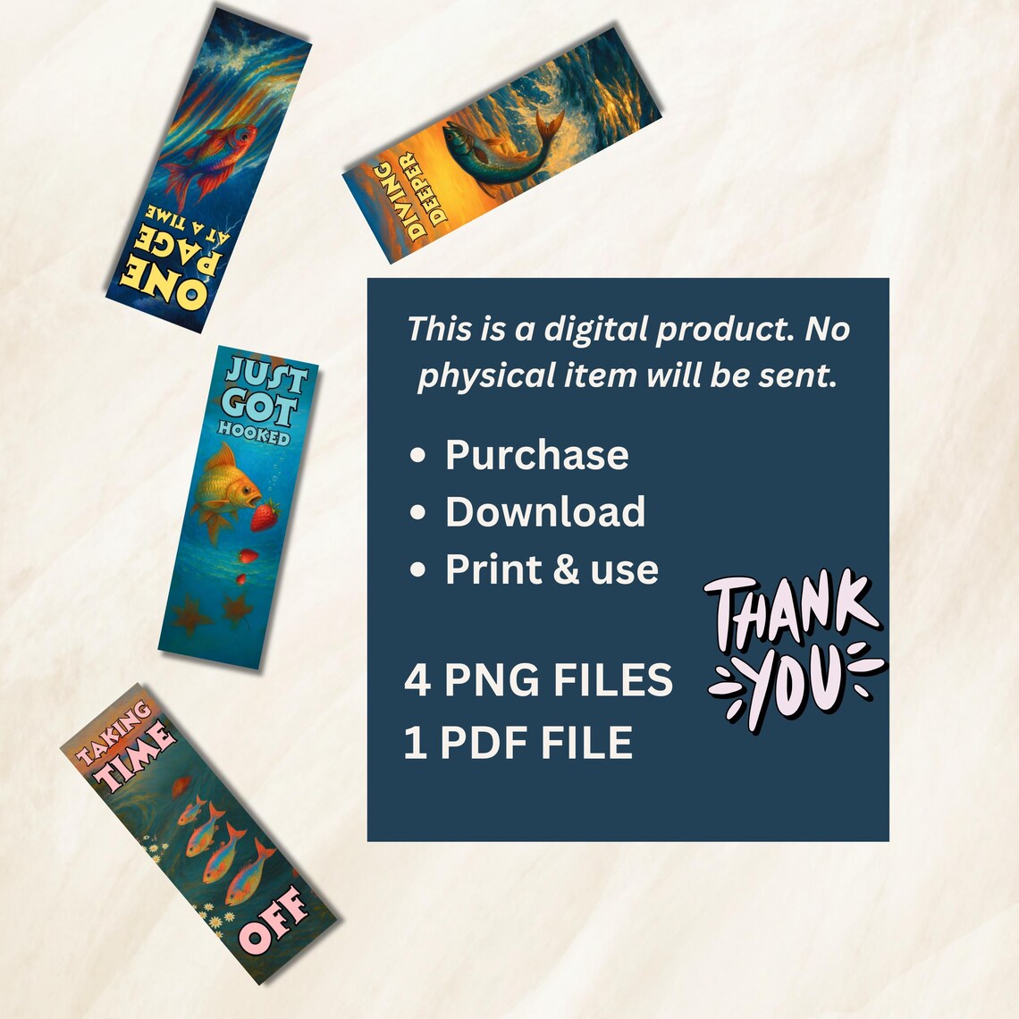 Printable Fishing Bookmarks, Nature Lover Gift (PDF, PNG) - Etsy