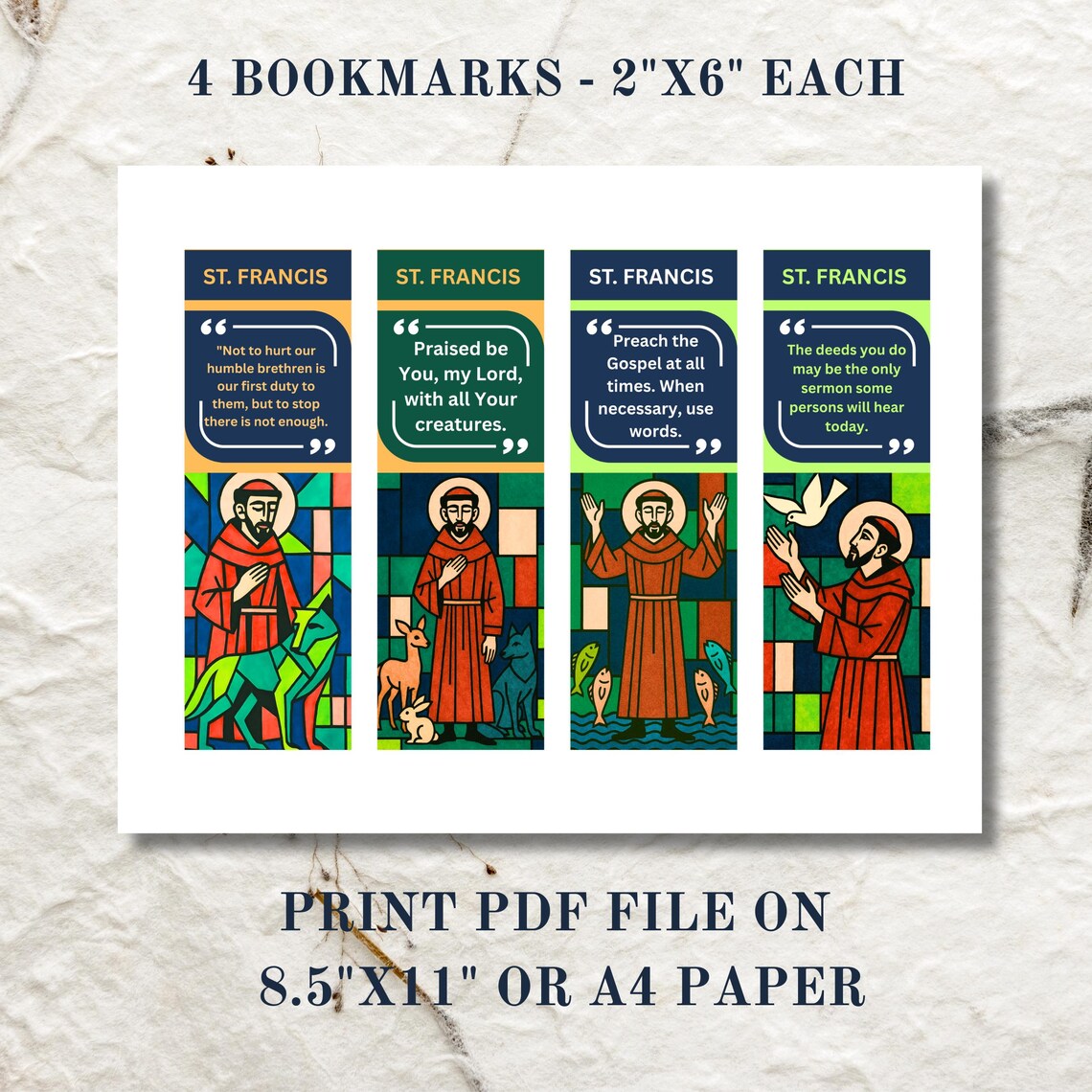 St Francis of Assisi Bookmarks: Christian Inspirational Quotes (digital ...