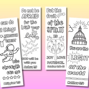 Bible Verse Coloring Bookmark Bundle Set of 8 Printable Christian Book ...