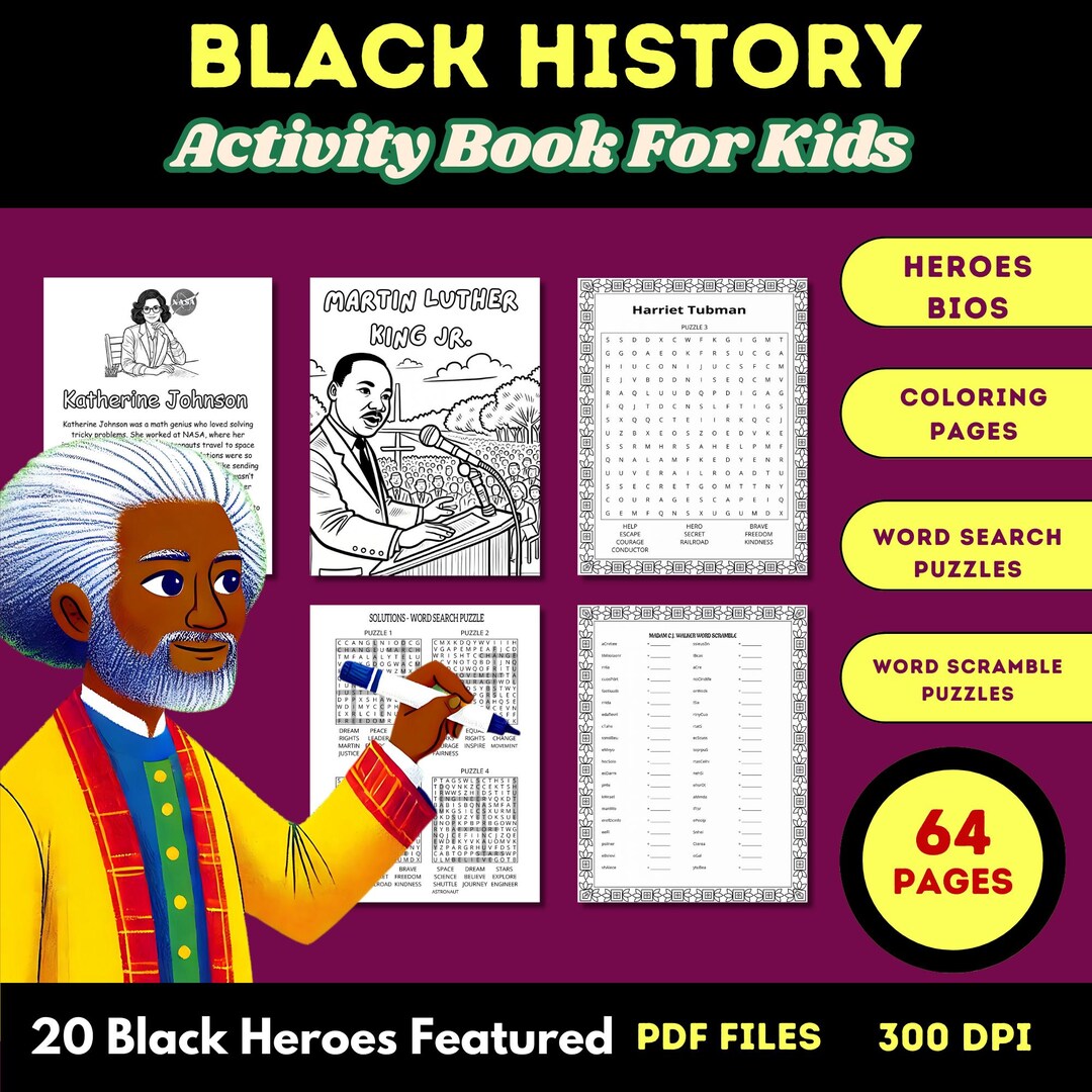 Black History Activity Book for Kids: Heroes, Stories, Puzzles (digital ...
