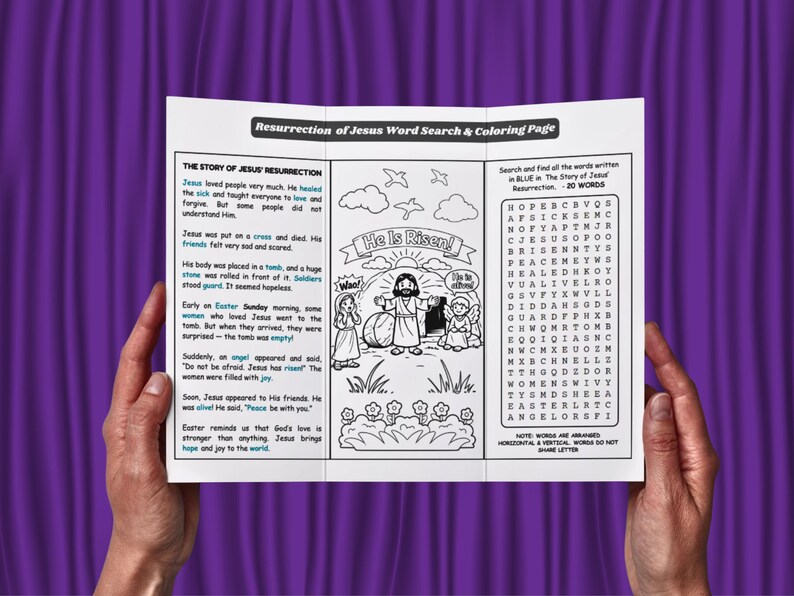 Resurrection of Jesus Easter Activity: Word Search & Coloring (digital ...