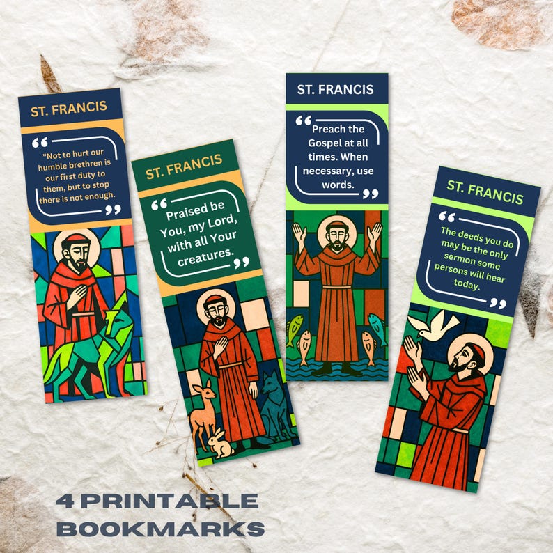St Francis of Assisi Bookmarks: Christian Inspirational Quotes (digital ...