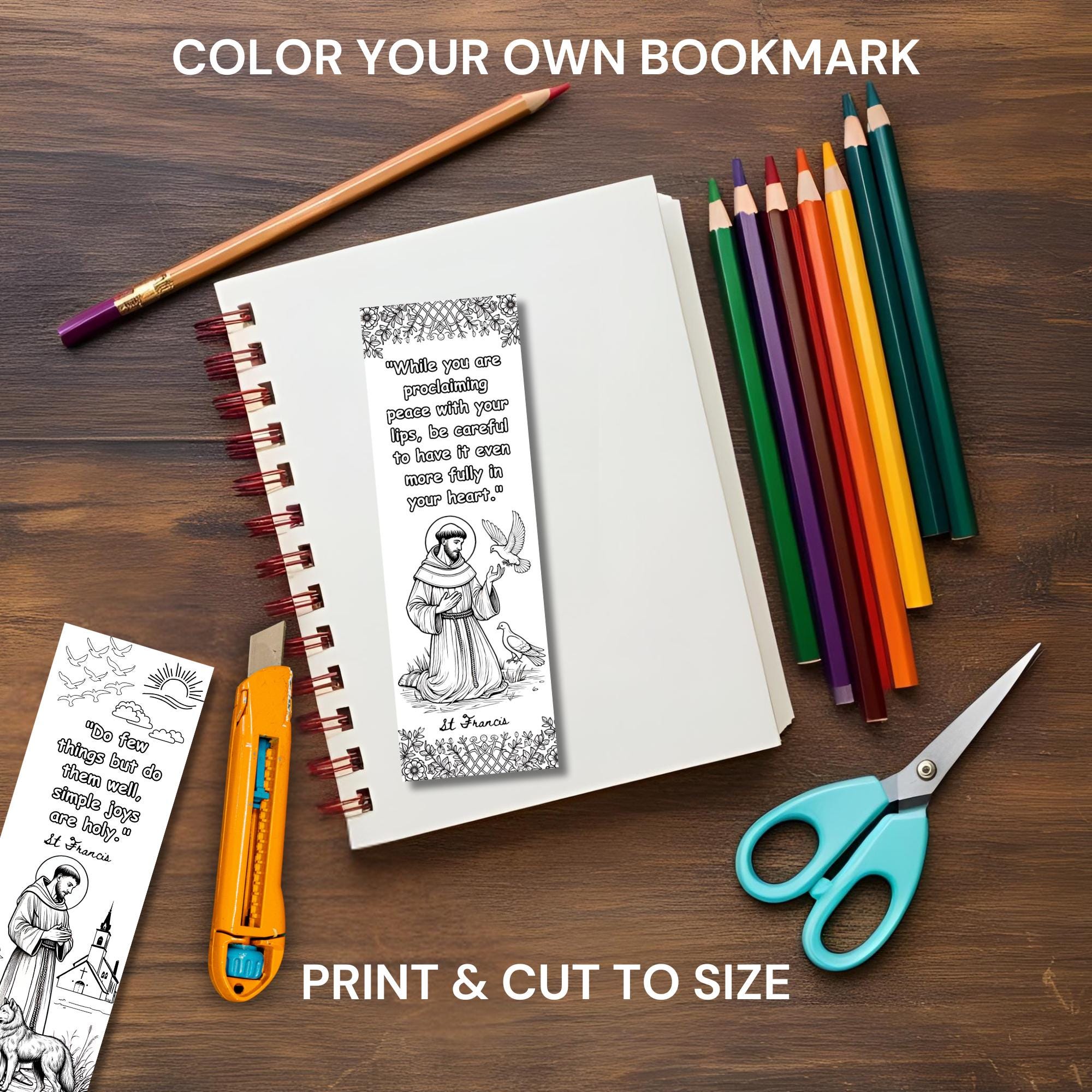 St Francis of Assisi Coloring Bookmarks: Christian Gift (digital ...