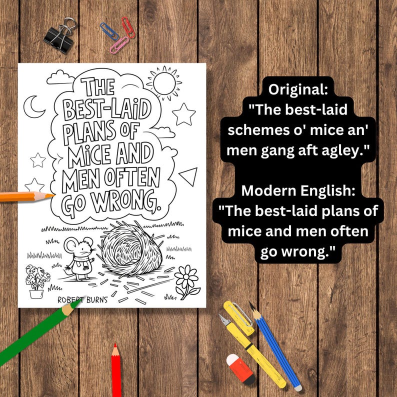 Robert Burns Quotes Colouring Pages for Kids: Burns Night Activity (PDF ...