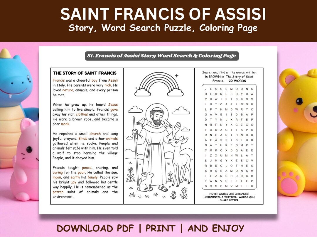 Saint Francis of Assisi Story & Activity Pages: Catholic Kids (digital ...