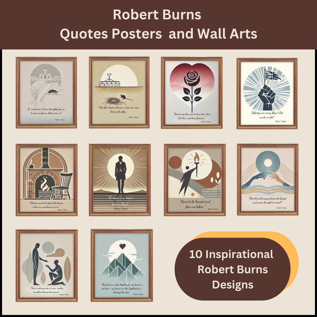 10 Robert Burns Inspirational Quotes Posters, Burns Wall Art, Burns ...