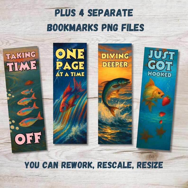 Printable Fishing Bookmarks, Nature Lover Gift (PDF, PNG) - Etsy