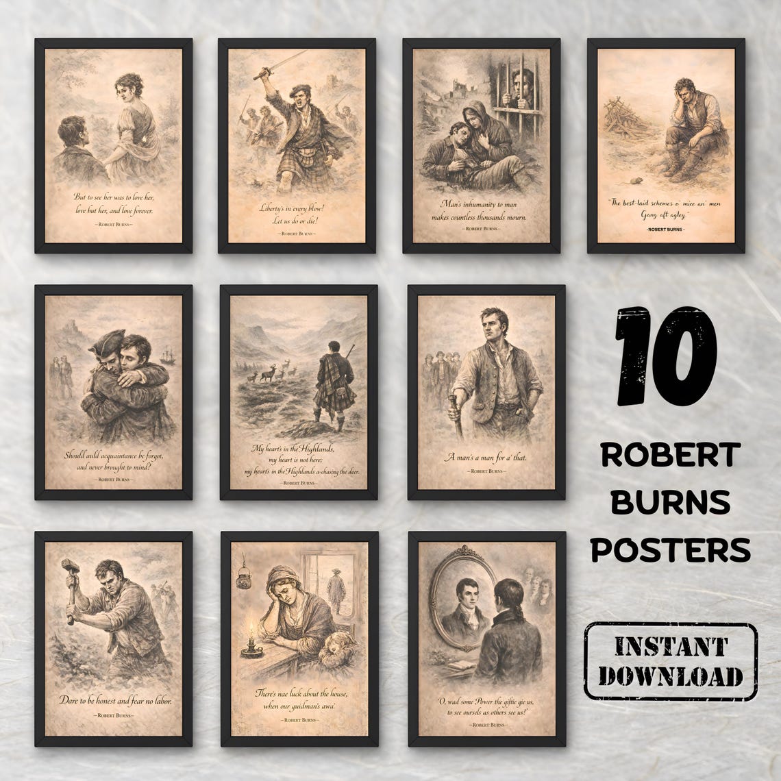 Robert Burns Quotes Inspirational Wall Art Posters (digital Download ...
