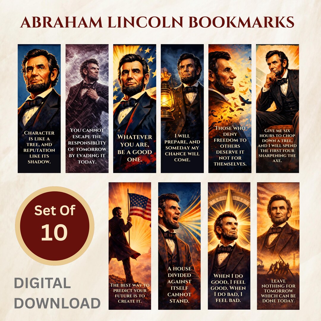 Abraham Lincoln Bookmarks: American Presidents Inspiring Pritable ...