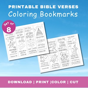 Bible Verse Coloring Bookmark Bundle Set of 8 Printable Christian Book ...