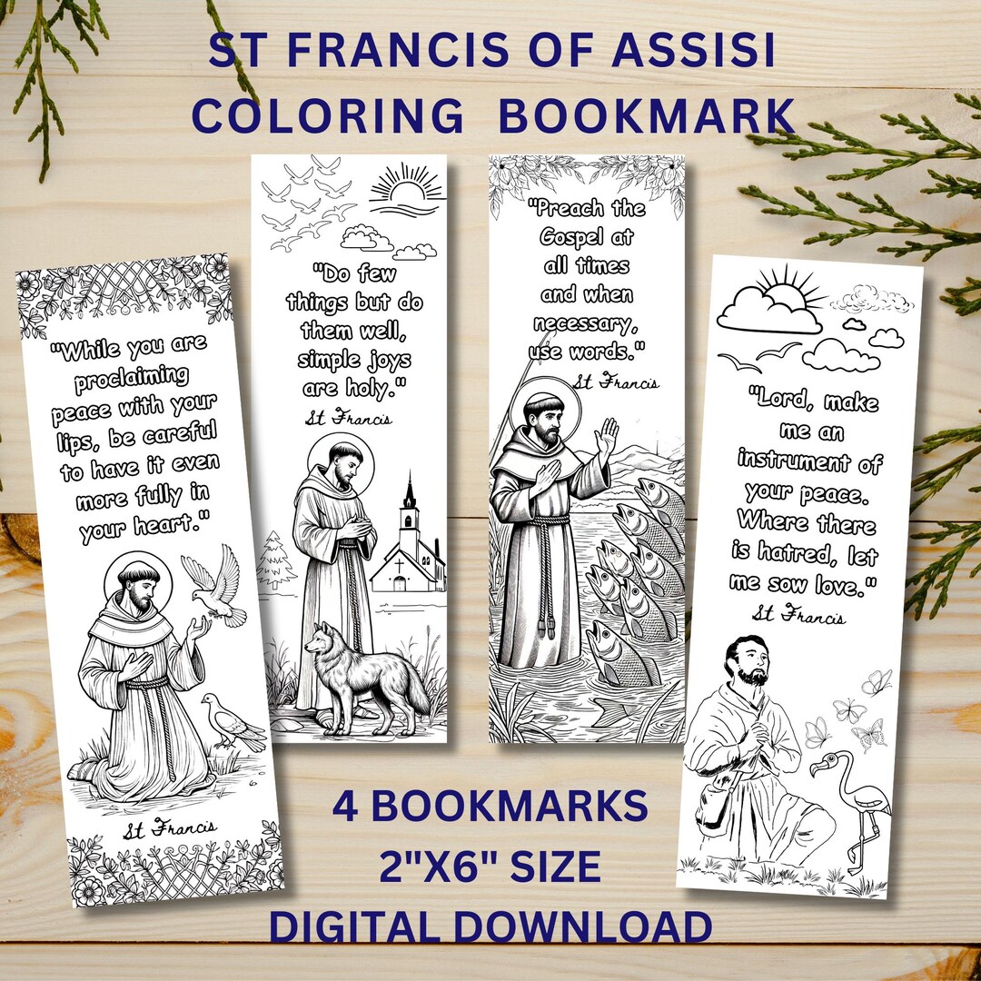 St Francis of Assisi Coloring Bookmark SVG, Saint Francis of Assisi ...