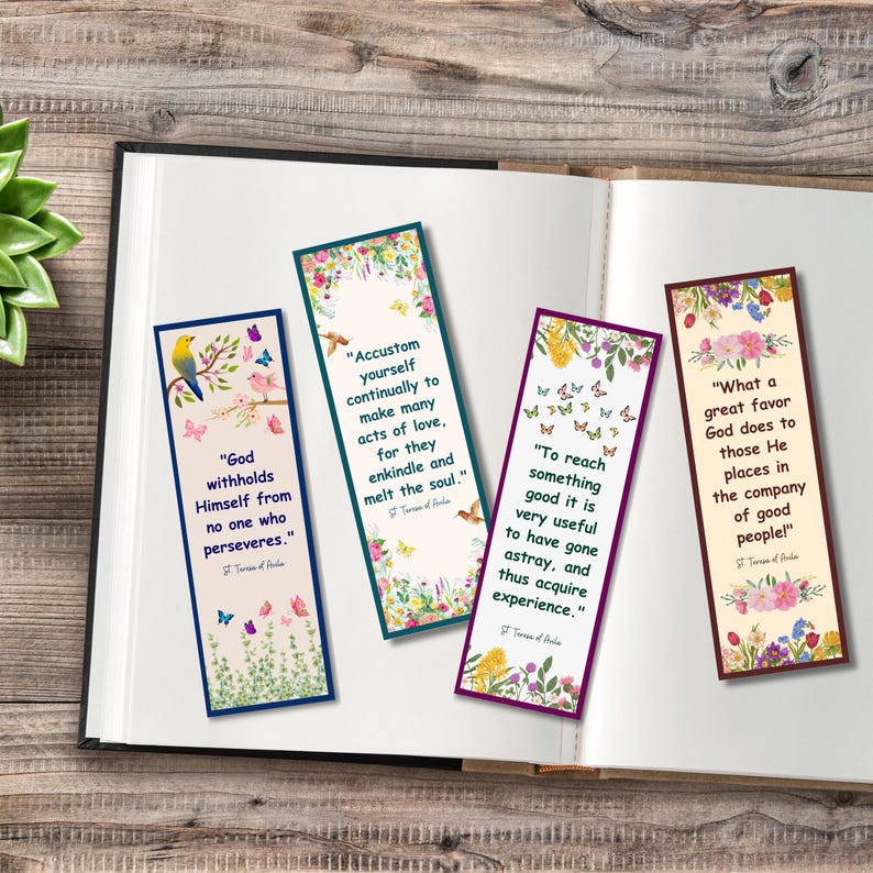 8 Saint Teresa of Avila Printable Bookmarks PNG, St Teresa Quotes ...