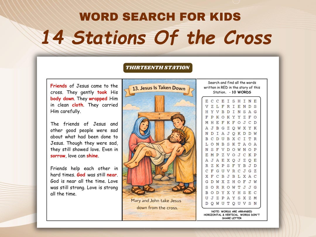 Sunday School Activity Printable | Stations of the Cross Word Search ...