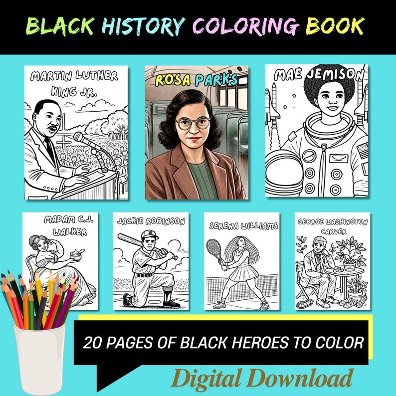 Black History Coloring Pages: African American Leaders (PDF Download ...