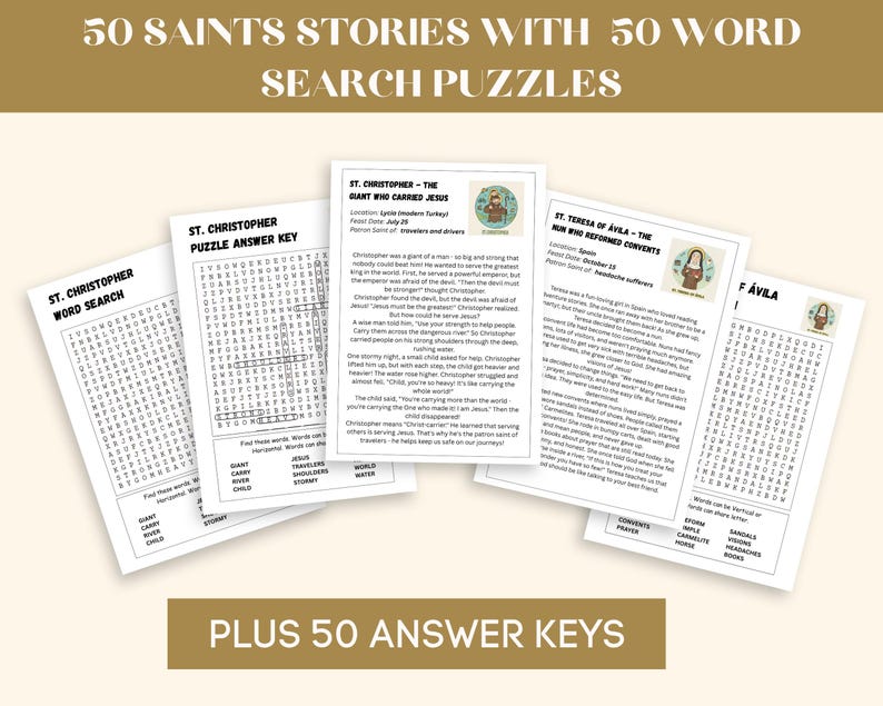 Catholic Saints Word Search Printable | Homeschool Faith Activities for ...