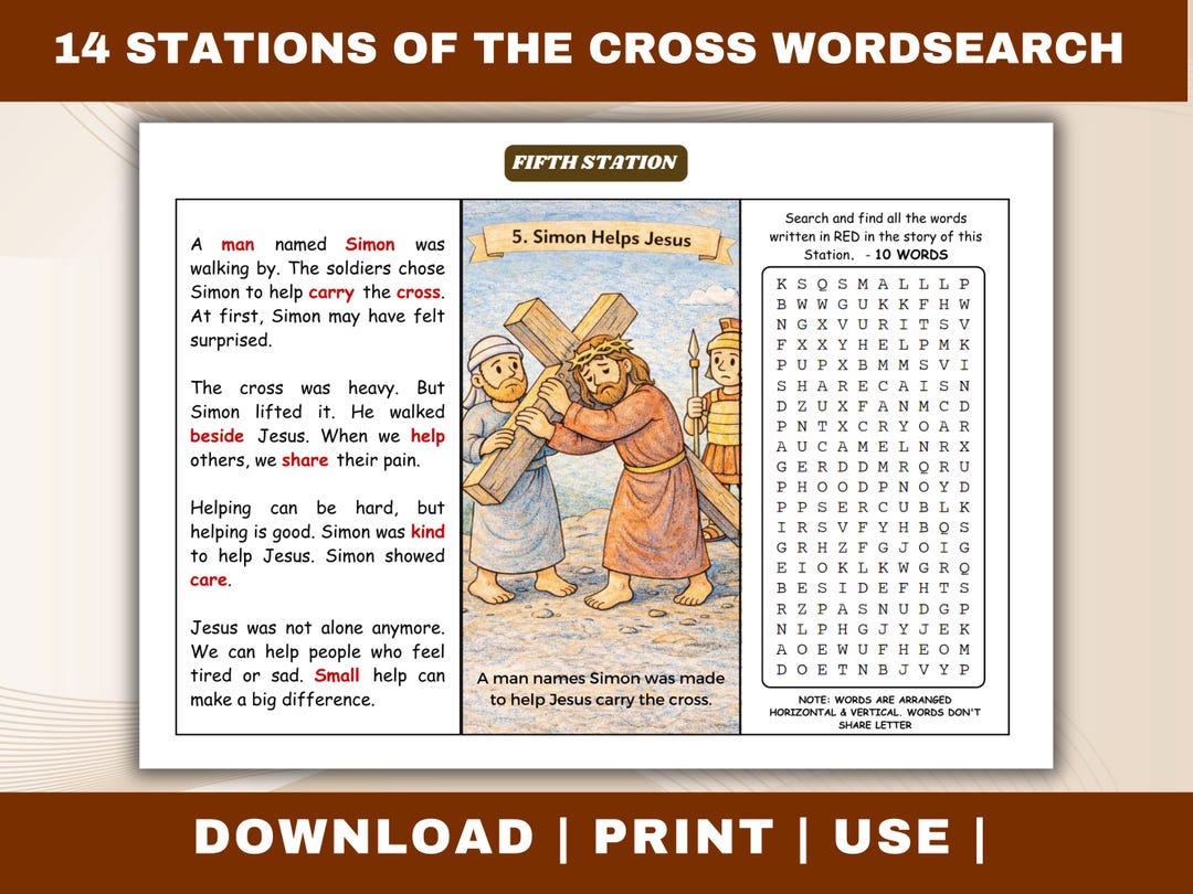 Catholic Lent Activity for Kids Printable | Stations of the Cross Word ...