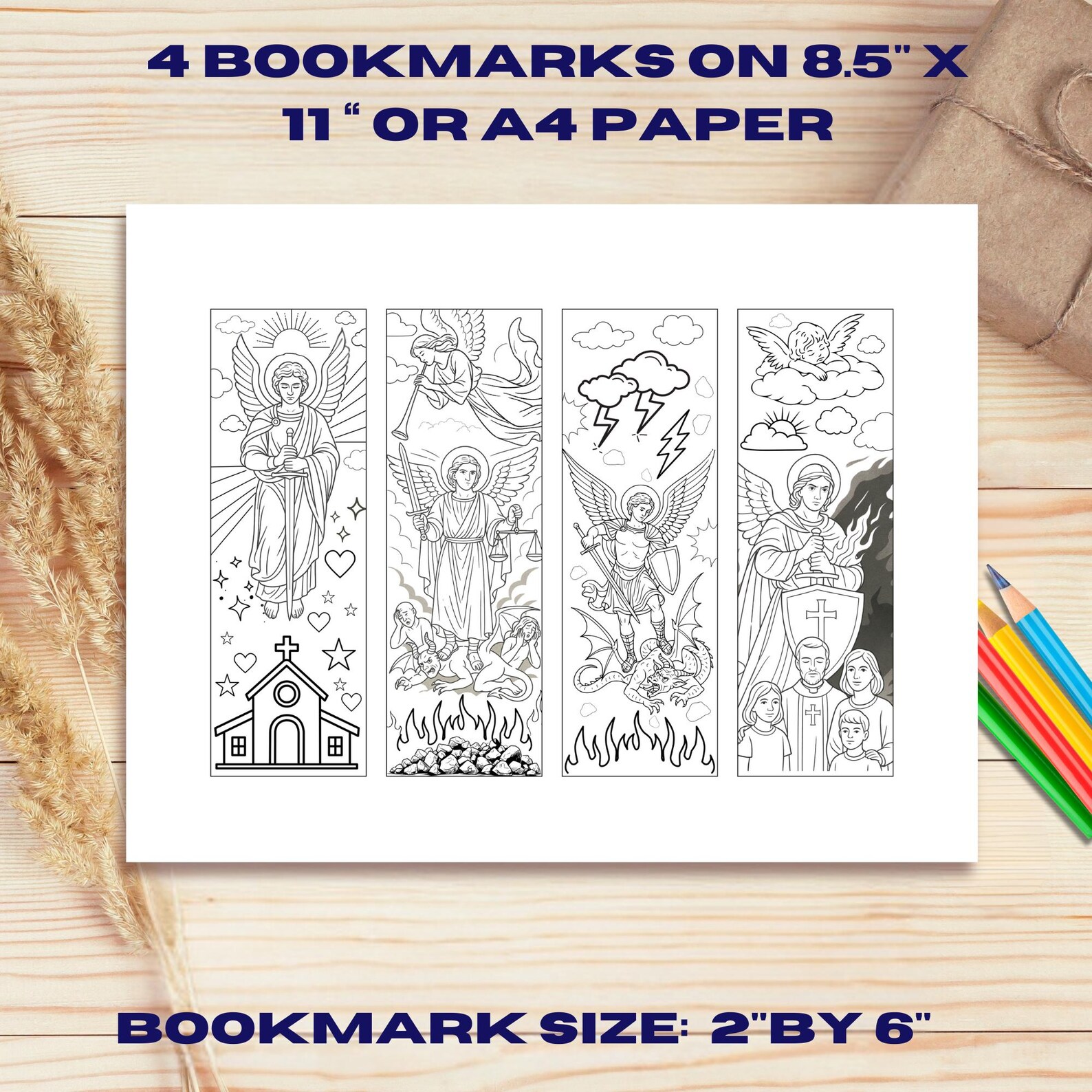 Saint Michael the Archangel Coloring Bookmarks: Catholic Bible ...