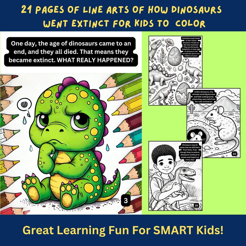 21 Dinosaurs Coloring Pages, How Dinosaurs Went Extinct Coloring Book ...