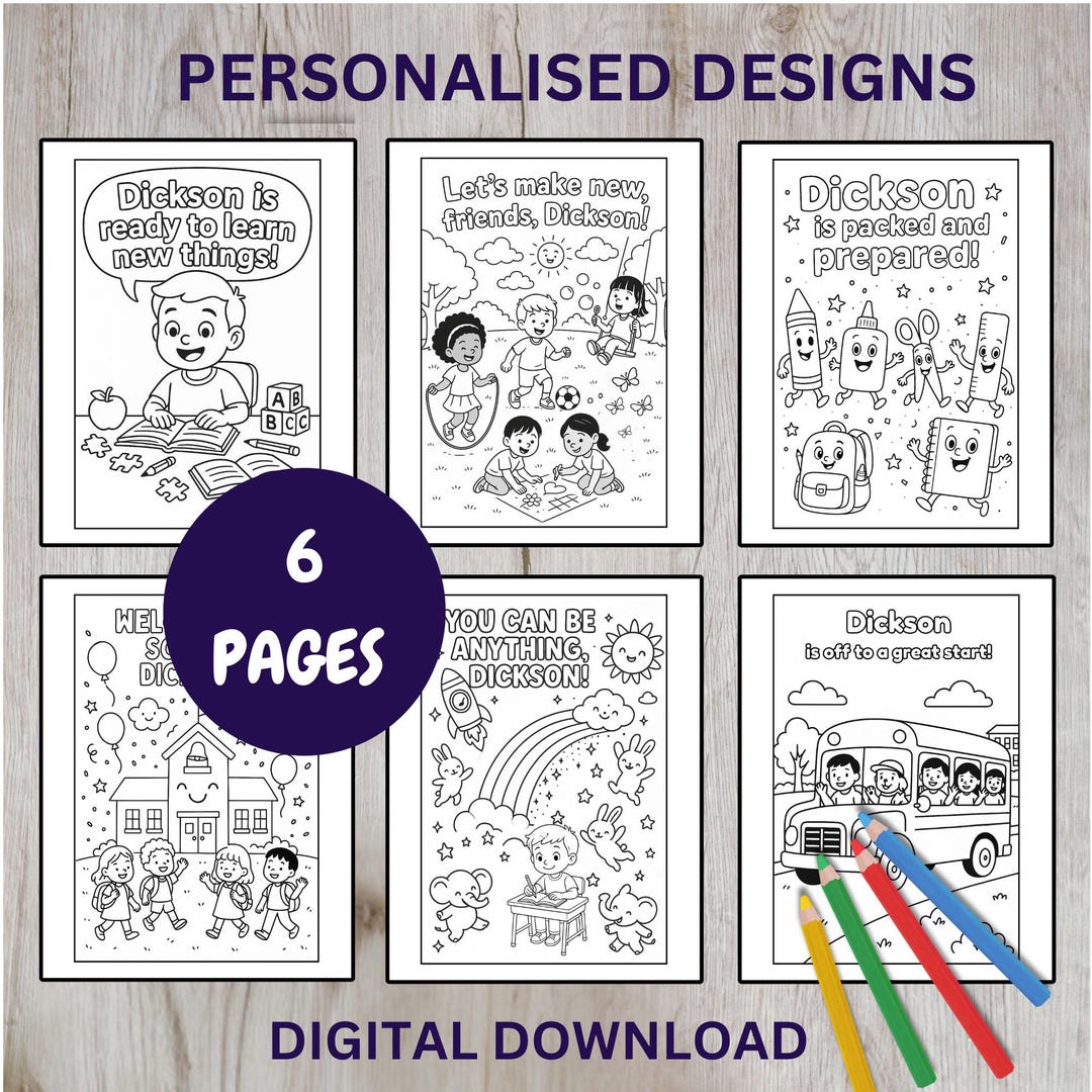 Back to School Coloring Book: Grade 1-3 Personalized Activity Sheets ...