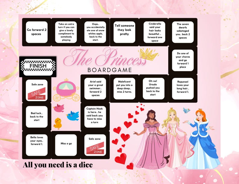 The Princess Board Game - Etsy