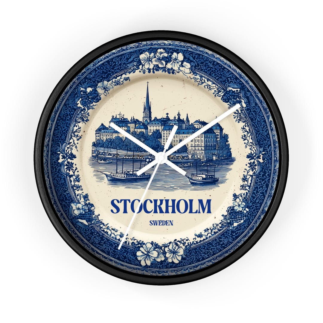 Stockholm Sweden Wall Clock, Delf Style Home Decor, Vintage City Travel ...