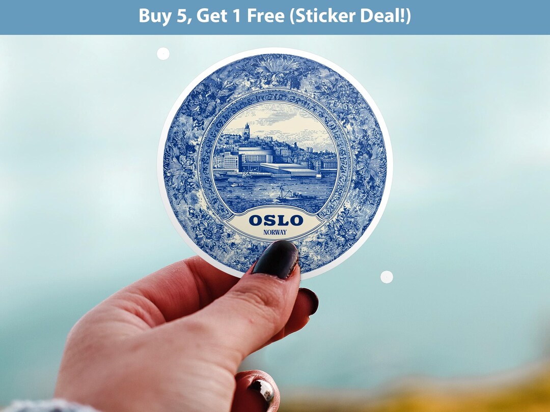 Oslo Norway Sticker Vintage Delft Style, Delftware Decal Waterproof ...